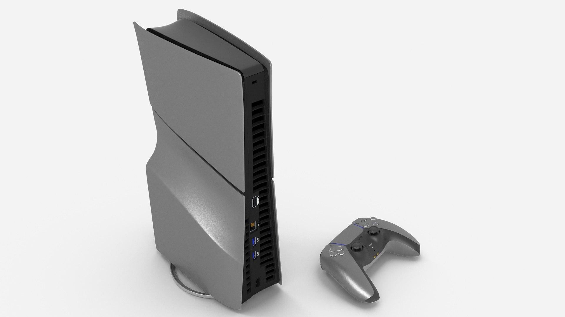 3D Slim Console Sony PlayStation 5 Sterling Silver Model - TurboSquid ...