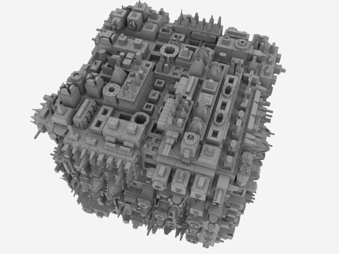 Complex Greebled Cube Dxf