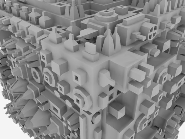 complex greebled cube dxf