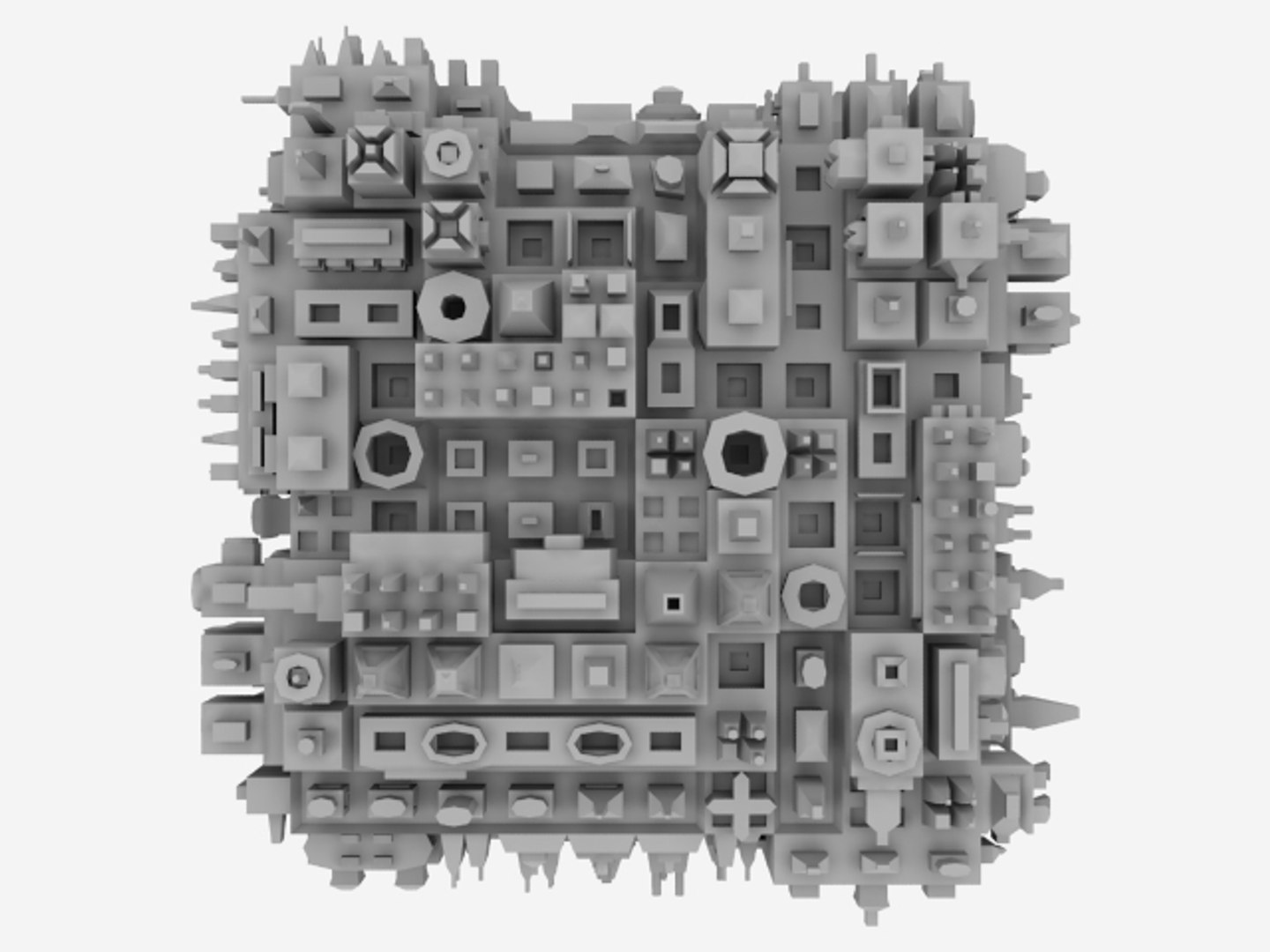Complex Greebled Cube Dxf