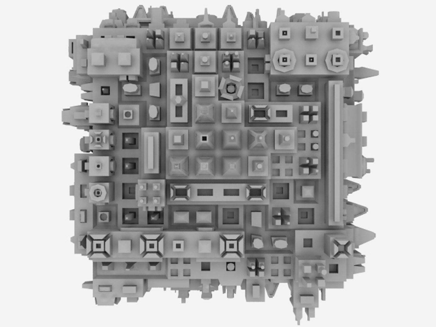 Complex Greebled Cube Dxf
