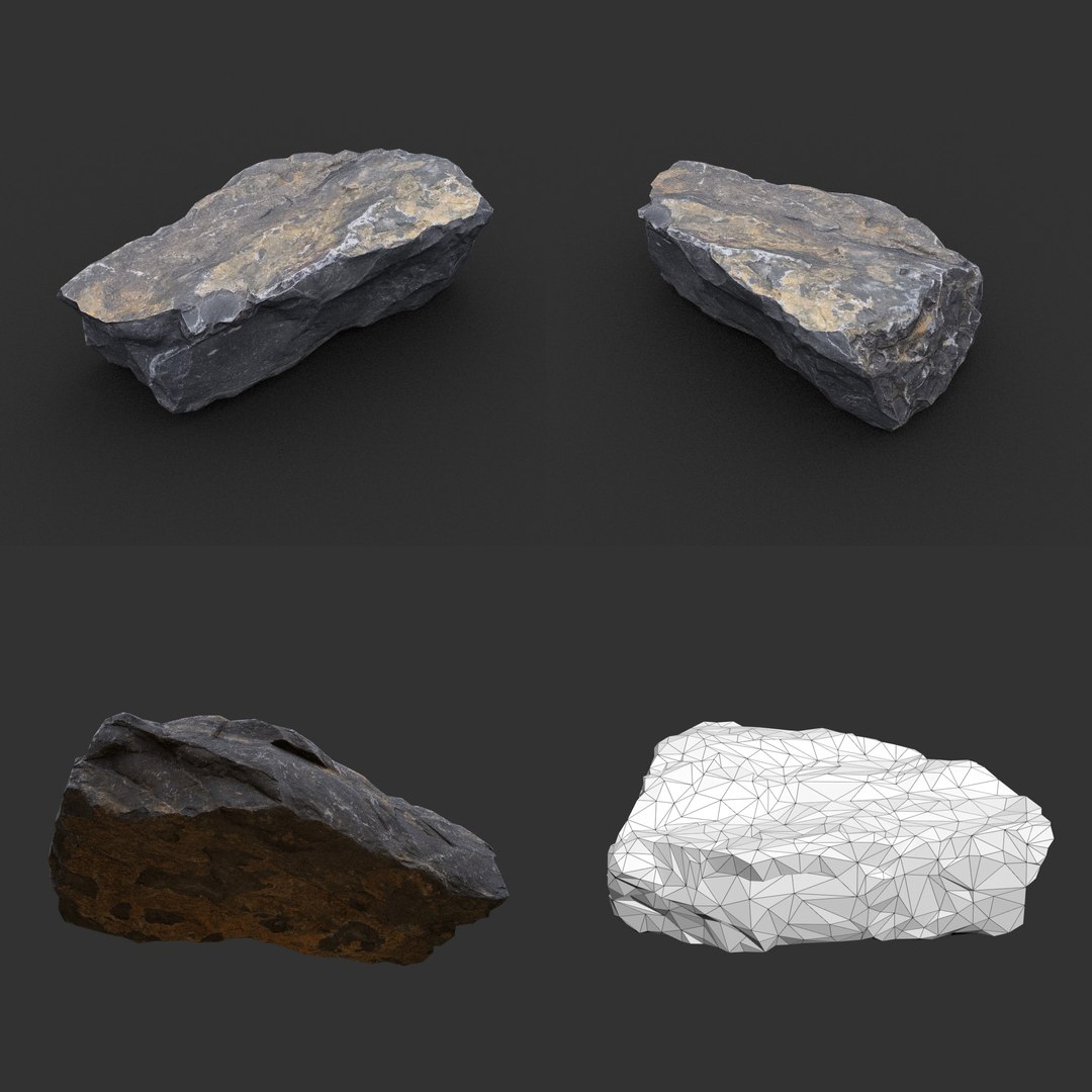 3D 8 Low Poly PBR Gray Sharp Rock Photogrammetry - TurboSquid 2163020