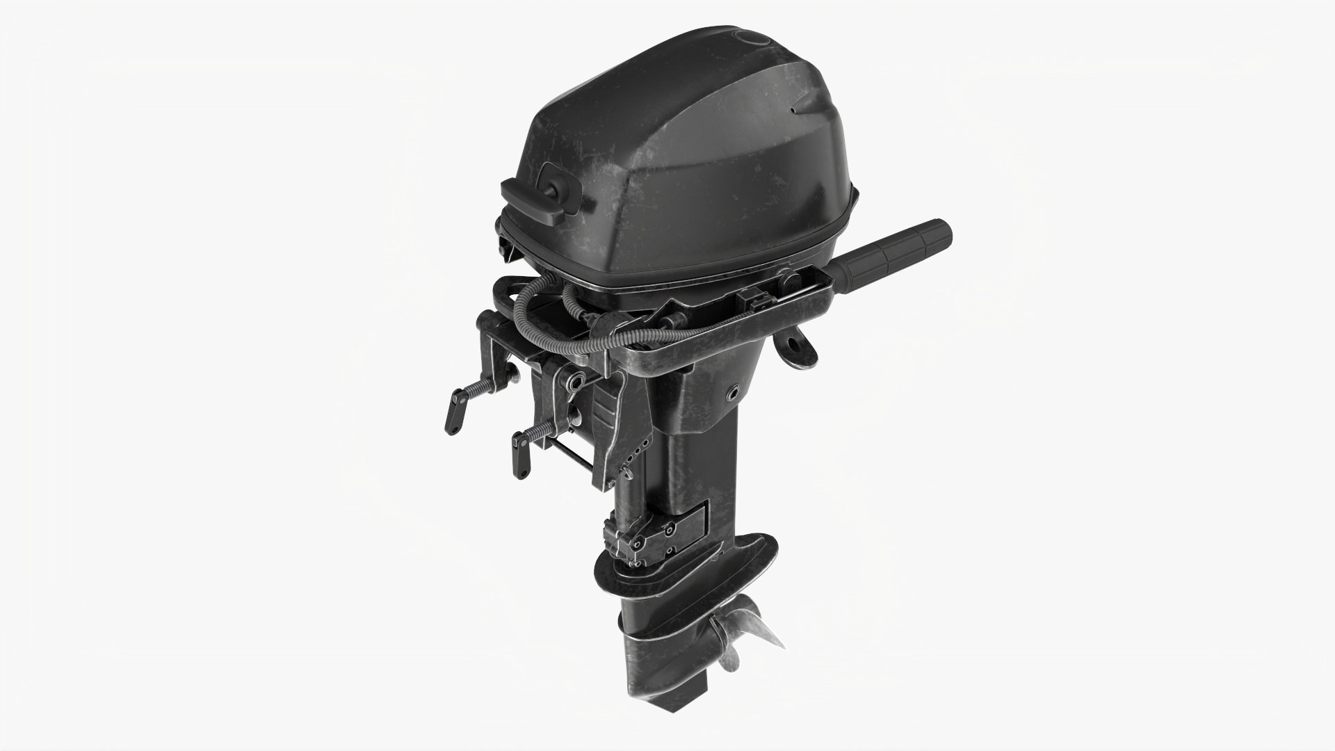 Portable Outboard Boat Motor With Folded Tiller Used 3D Model ...