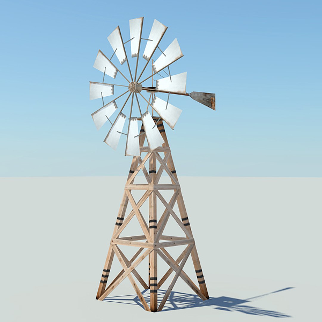 3d model low-poly windmill wind