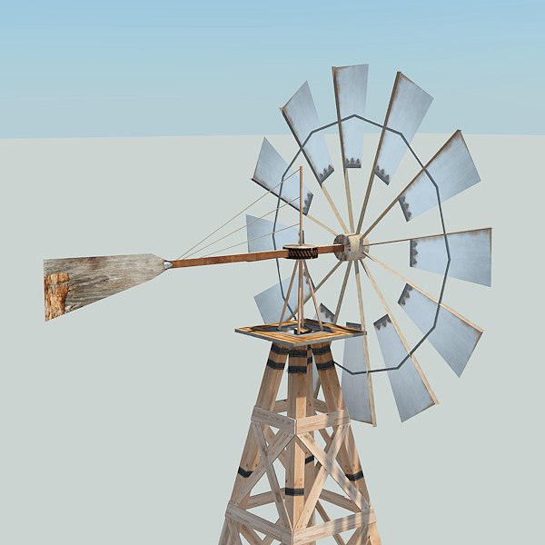 3d model low-poly windmill wind