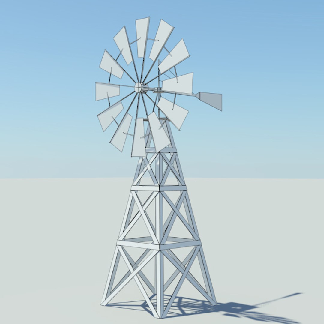 3d model low-poly windmill wind