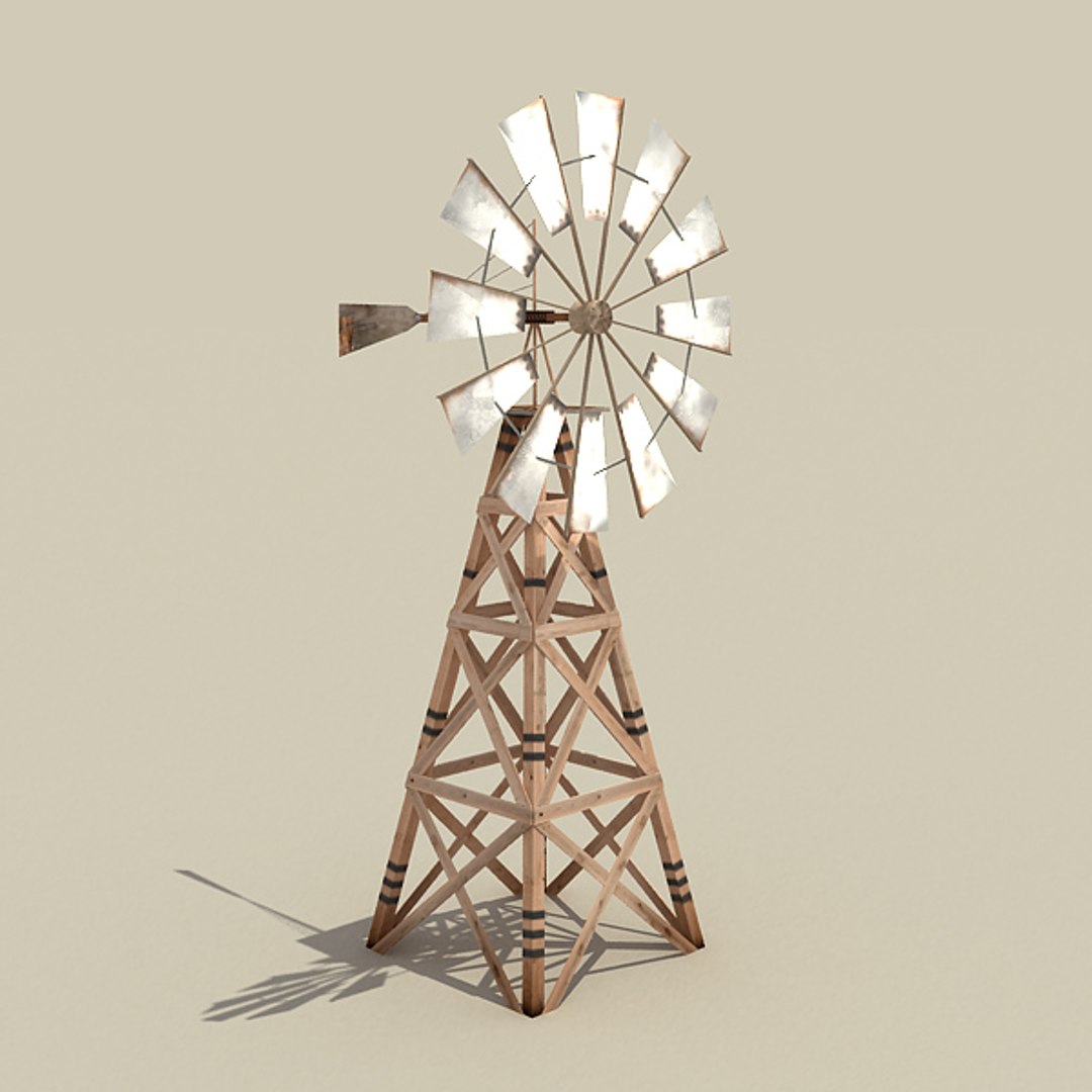 3d model low-poly windmill wind
