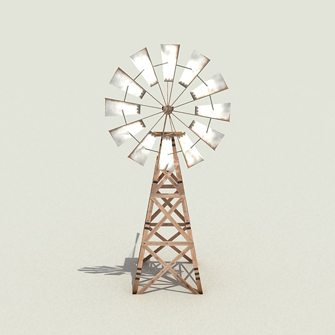 3d model low-poly windmill wind