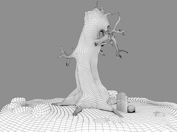 tree skull scene 3d model