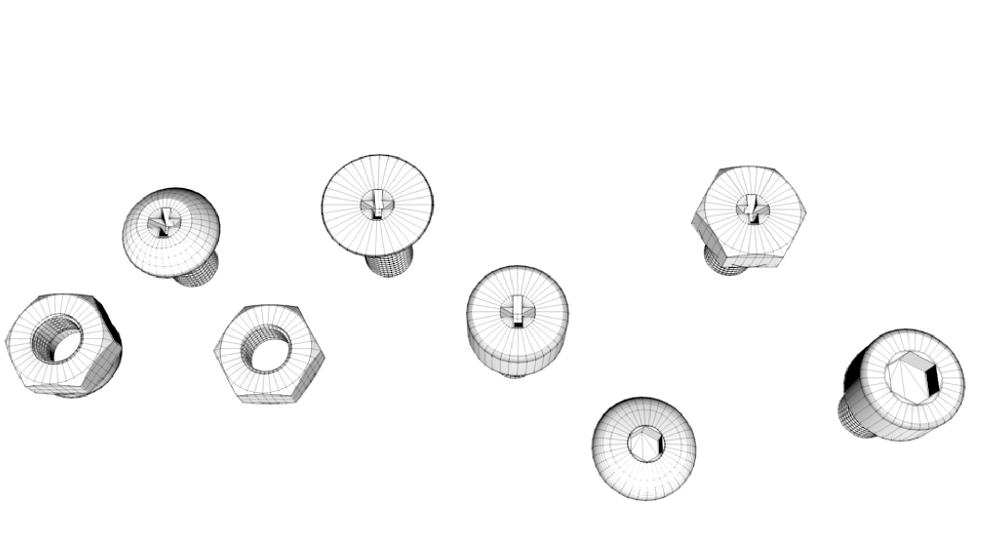 3d Nuts Bolts Model