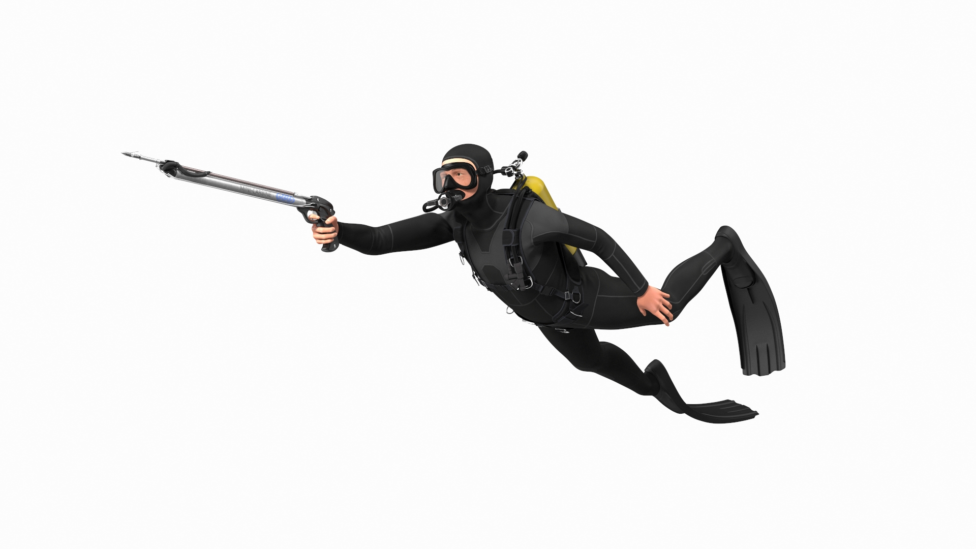 Diver With Underwater Speargun Rigged For Cinema 4D 3D - TurboSquid 1947955