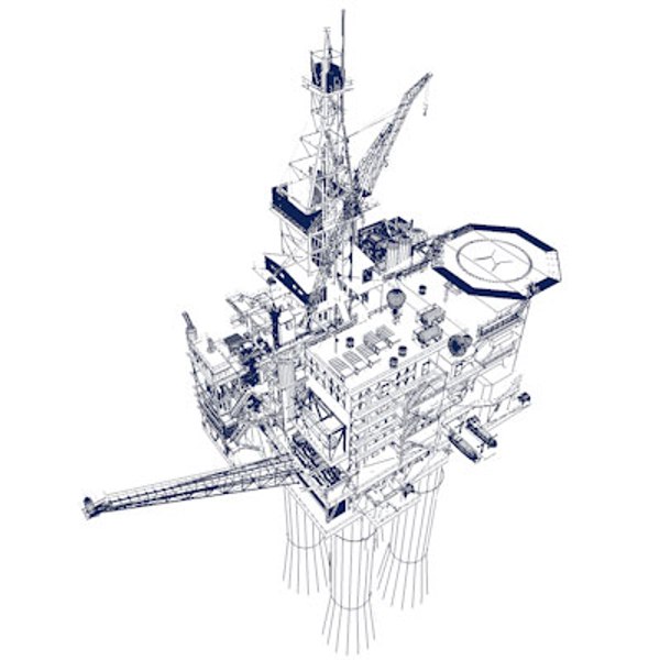 3d model offshore oil platform