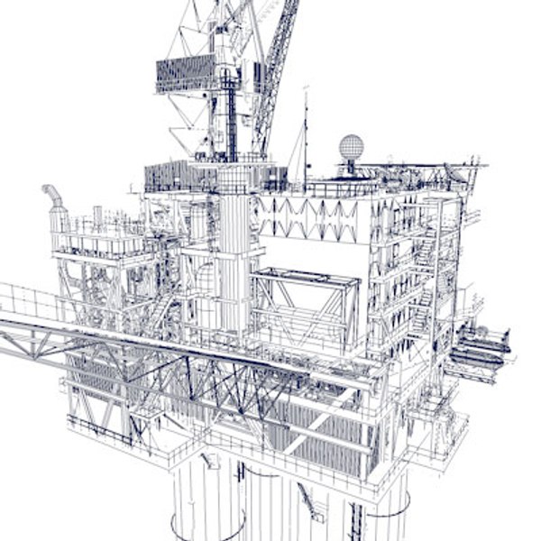 3d model offshore oil platform