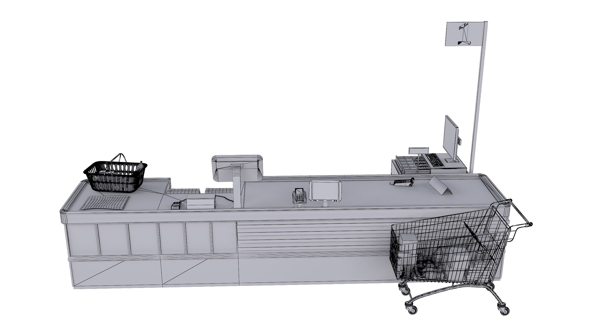 Full Cash Counter - Blue 3D Model - TurboSquid 1910635