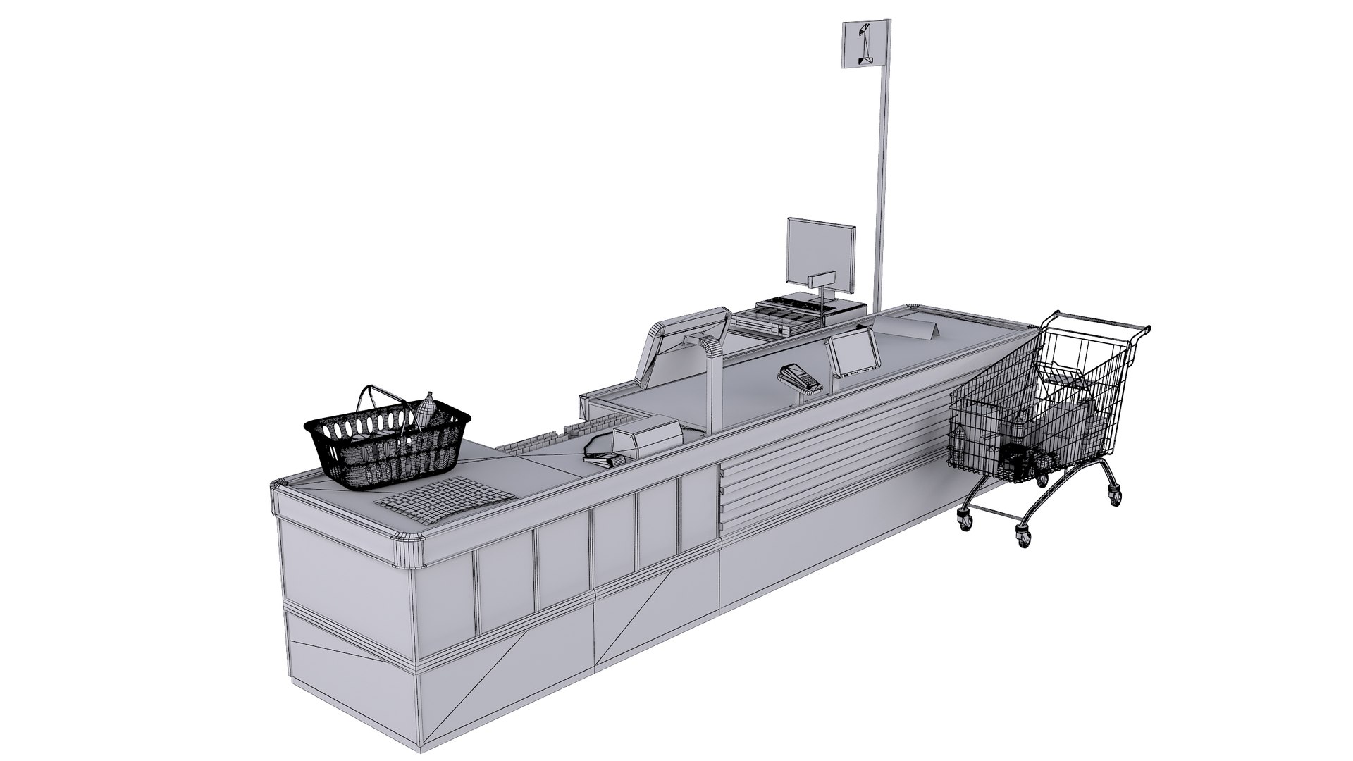 Full Cash Counter - Blue 3D Model - TurboSquid 1910635