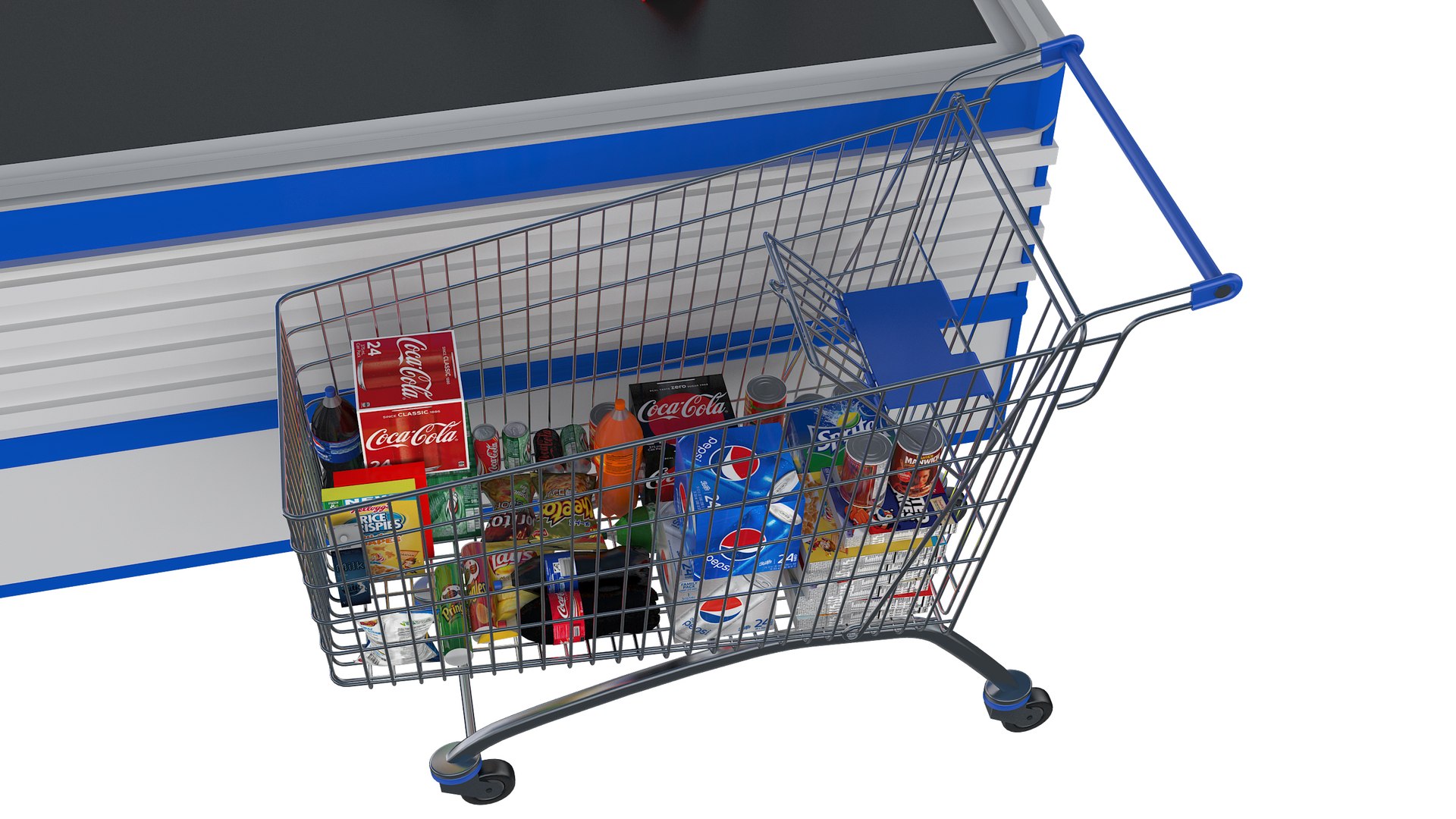 Full Cash Counter - Blue 3D Model - TurboSquid 1910635