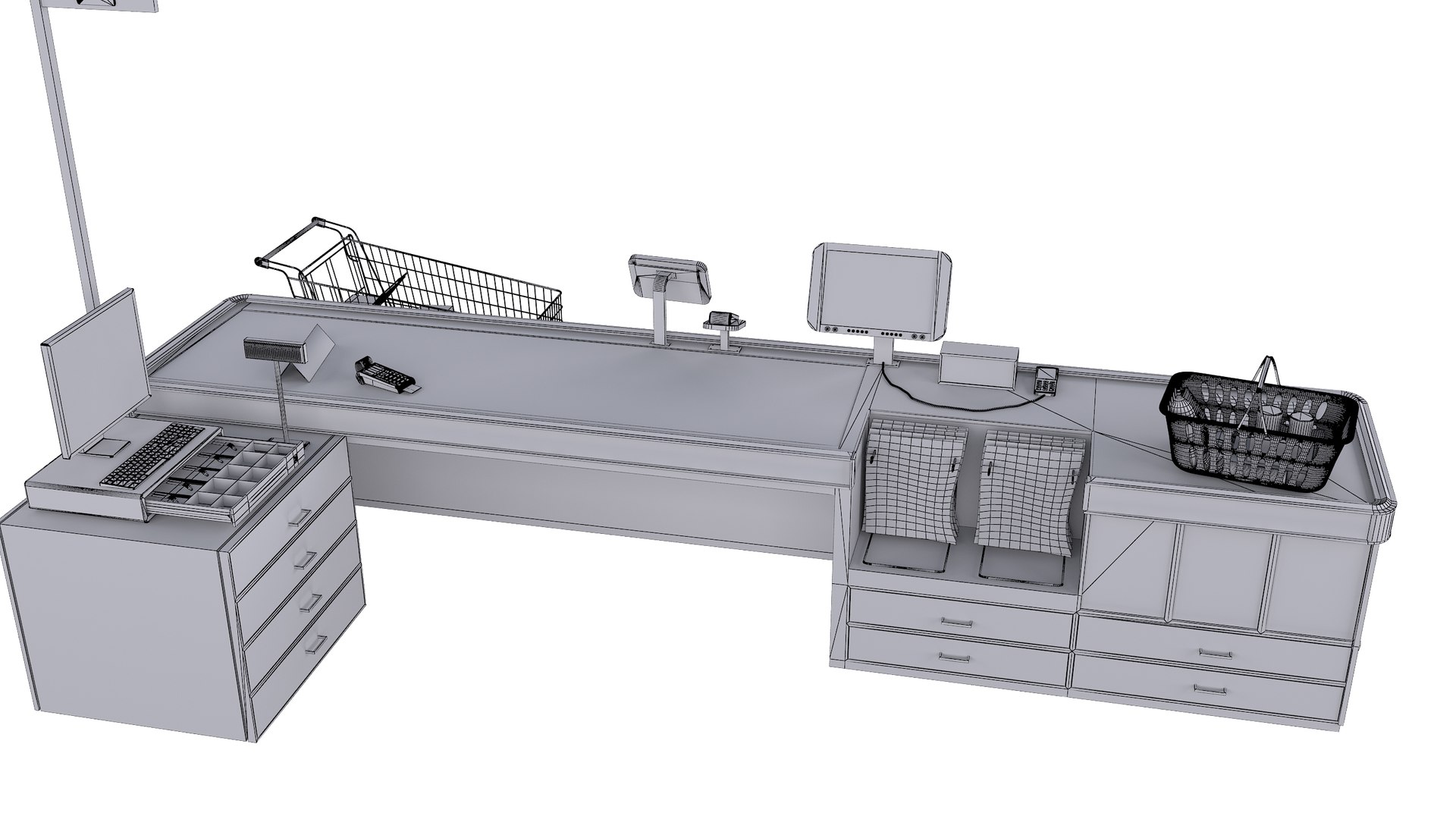 Full Cash Counter - Blue 3D Model - TurboSquid 1910635