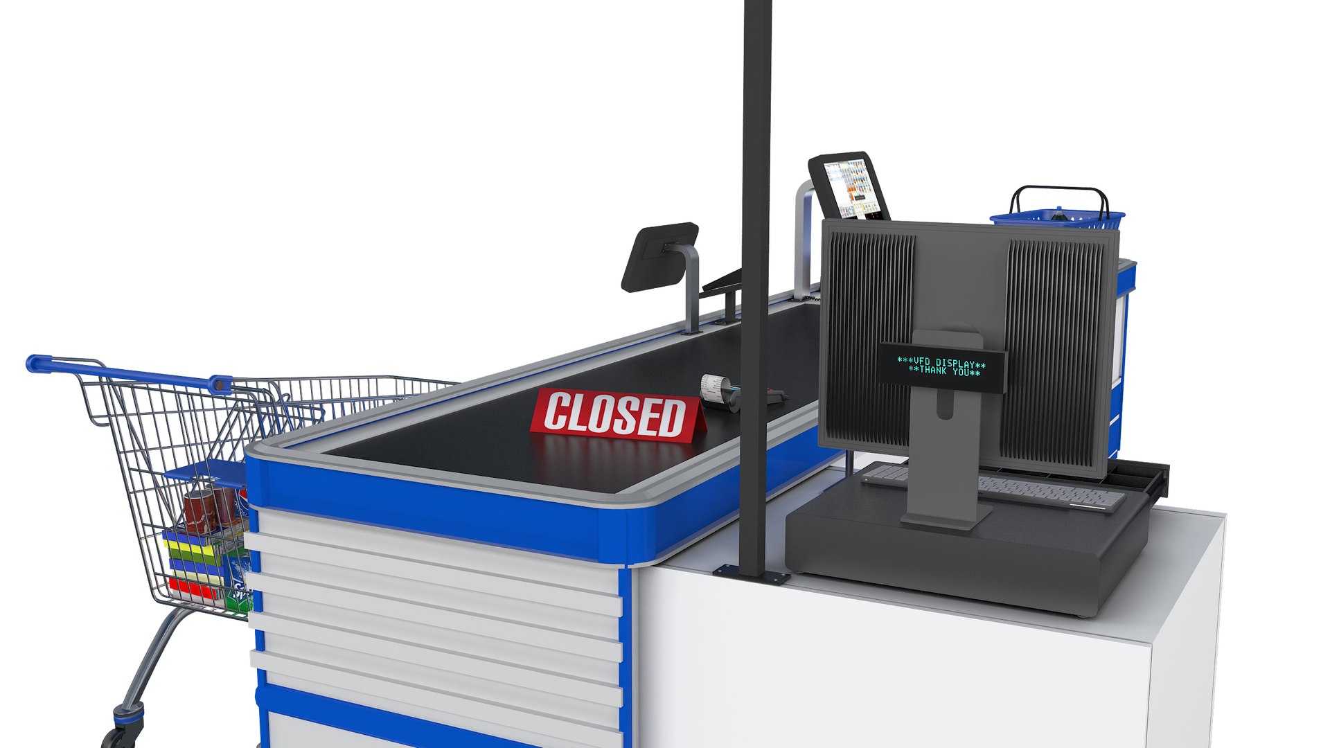 Full Cash Counter - Blue 3D Model - TurboSquid 1910635