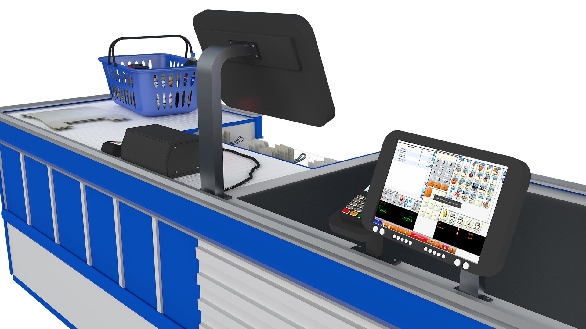Full Cash Counter - Blue 3D Model - TurboSquid 1910635