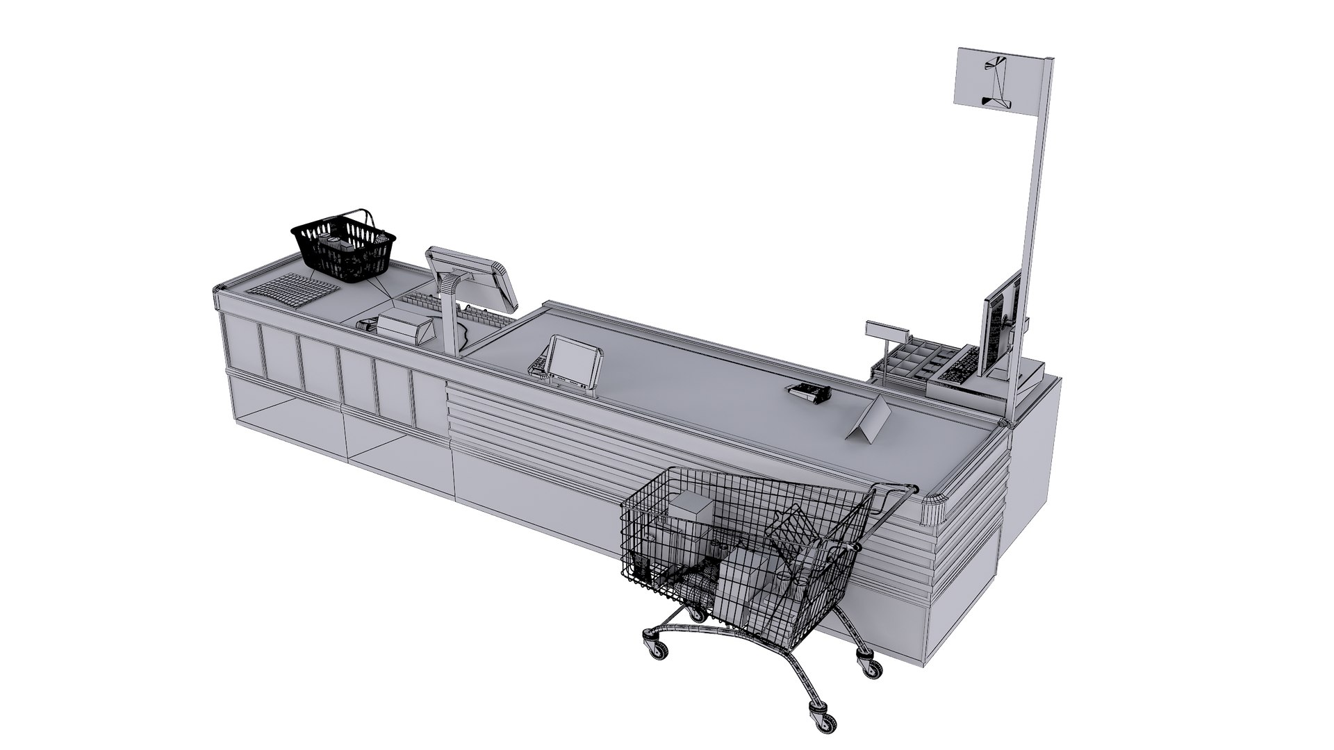 Full Cash Counter - Blue 3D Model - TurboSquid 1910635