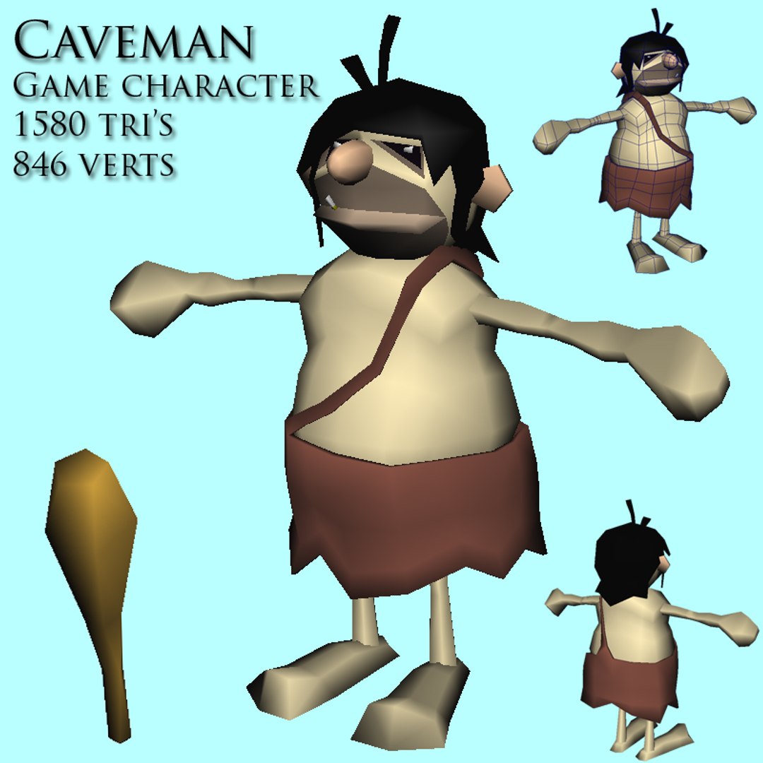 3d Caveman Character Games Model