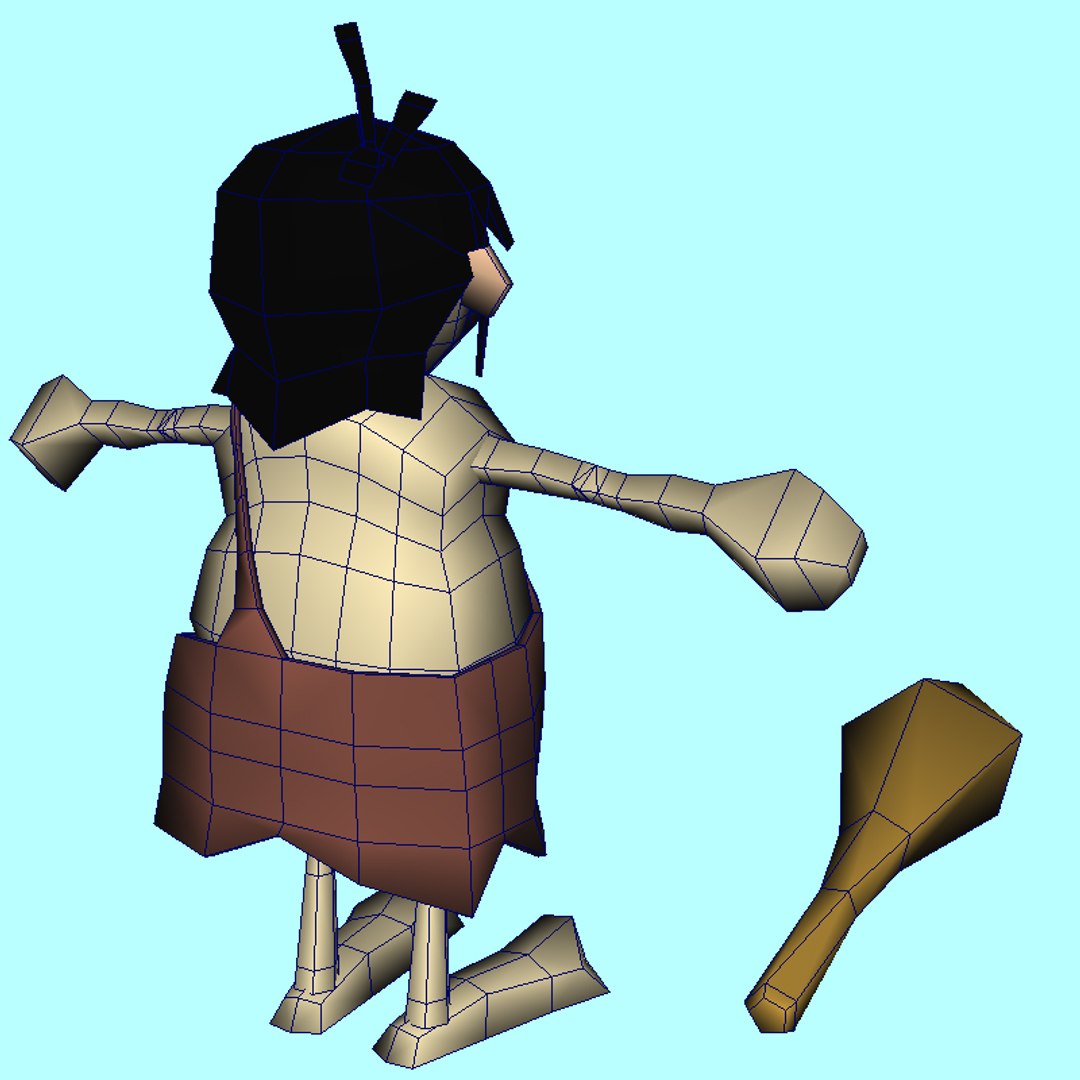 3d Caveman Character Games Model