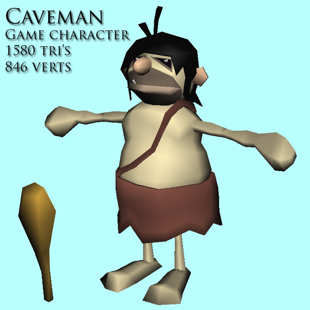 3d Caveman Character Games Model