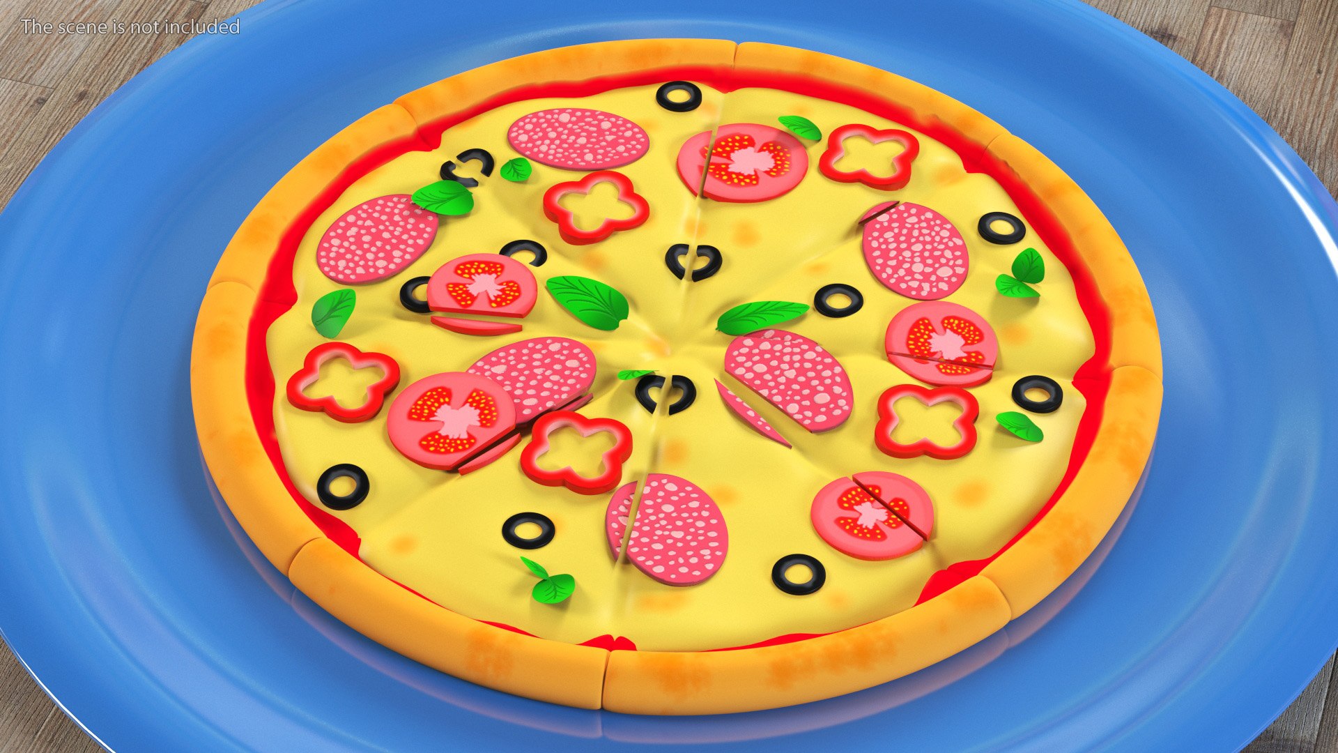 3D Cartoon Pizza Whole Sliced - TurboSquid 2045438