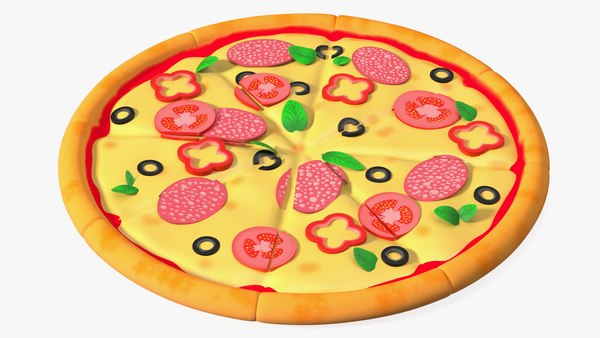 3D Cartoon Pizza Whole Sliced - TurboSquid 2045438