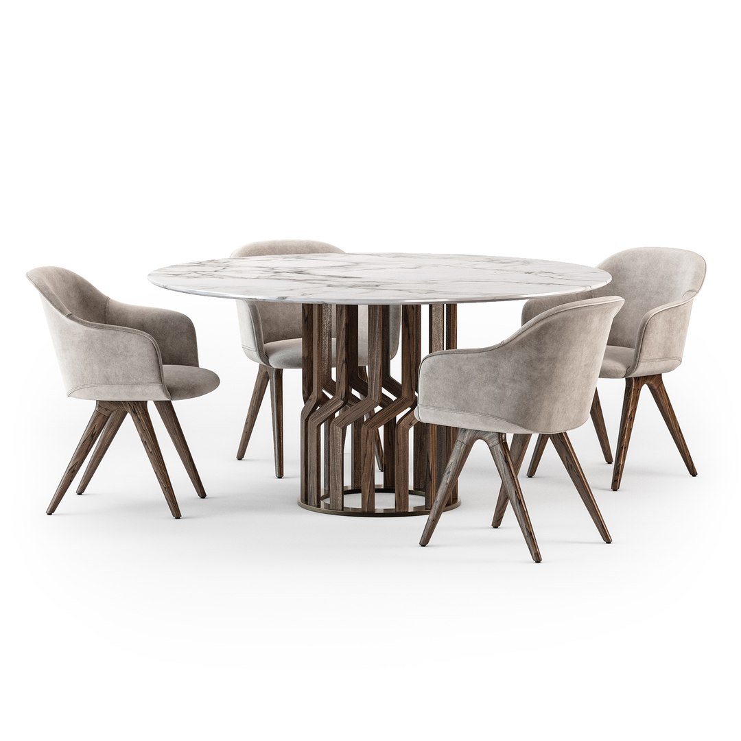 Potocco Intreccio Table Lyz Wood Armchair 3D Model - TurboSquid 1852415