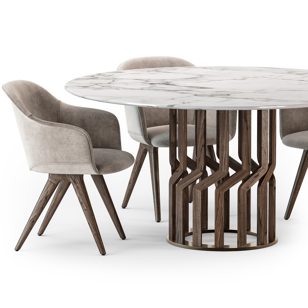 Potocco Intreccio Table Lyz Wood Armchair 3D Model - TurboSquid 1852415