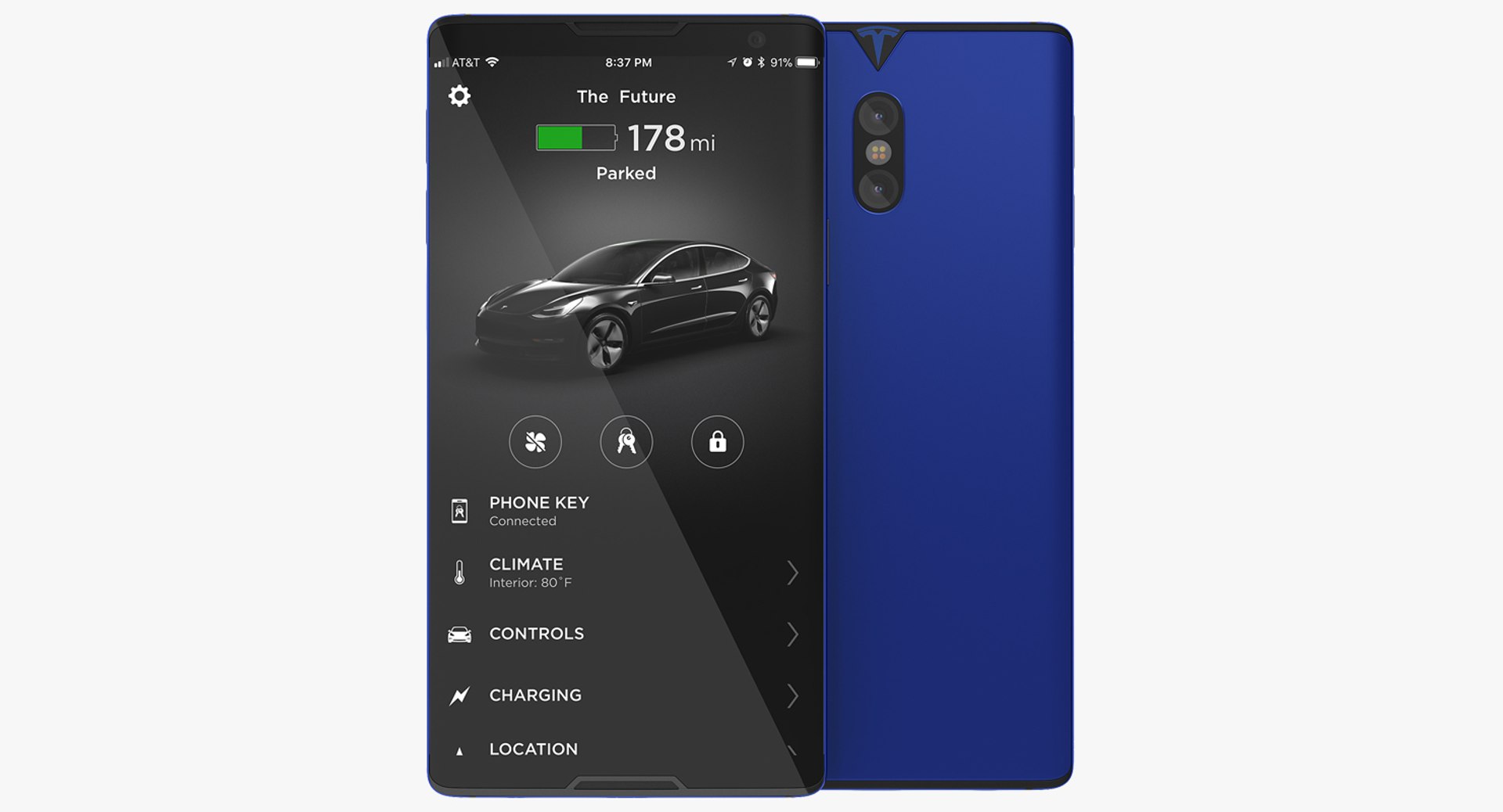 3D tesla phone concept blue - TurboSquid 1251336