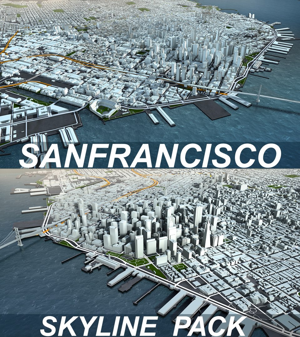 San francisco skyline pack 3D model - TurboSquid 1355711