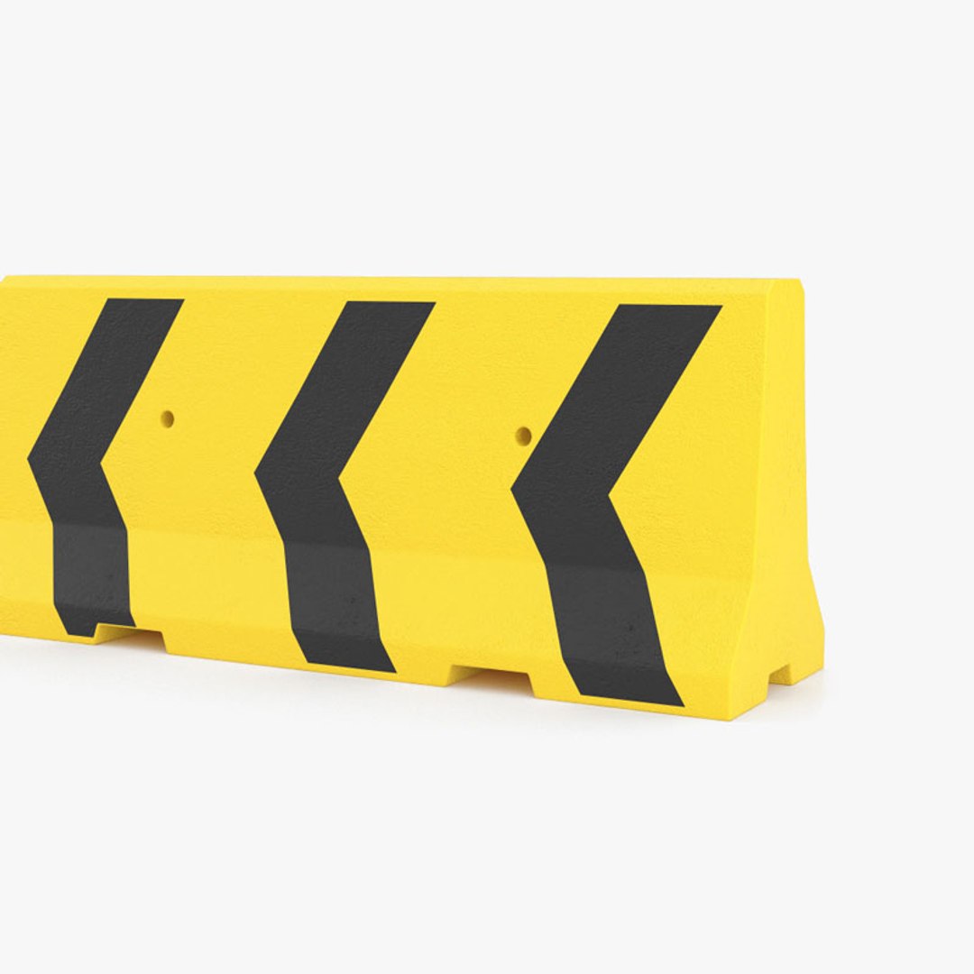 Concrete Barrier Yellow-black Arrows Model - TurboSquid 1769423