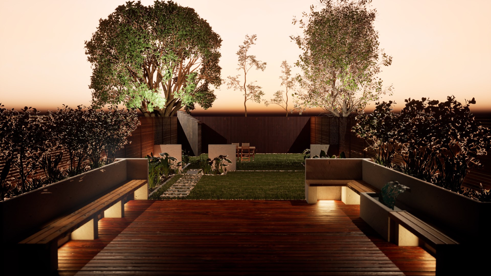 Tranquil Garden With Green Road Border 3D Model - TurboSquid 2135513