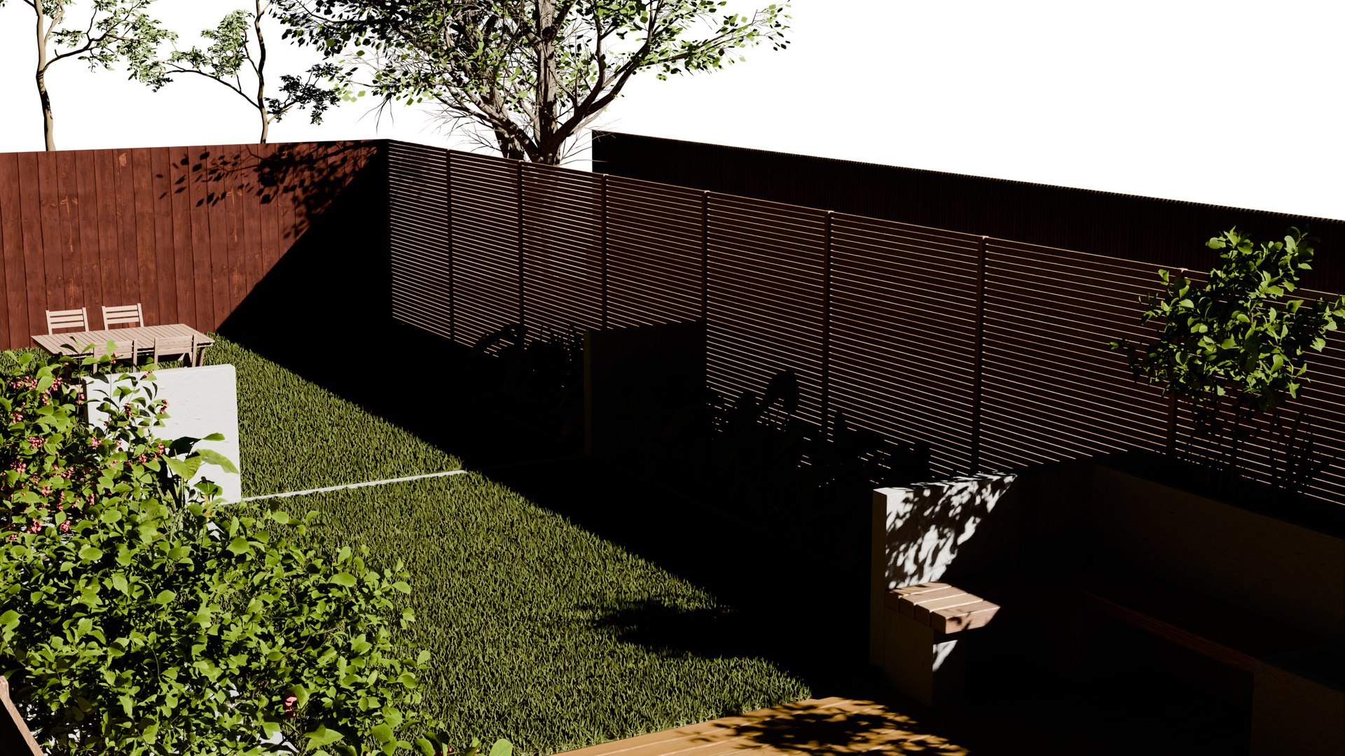 Tranquil Garden With Green Road Border 3D Model - TurboSquid 2135513