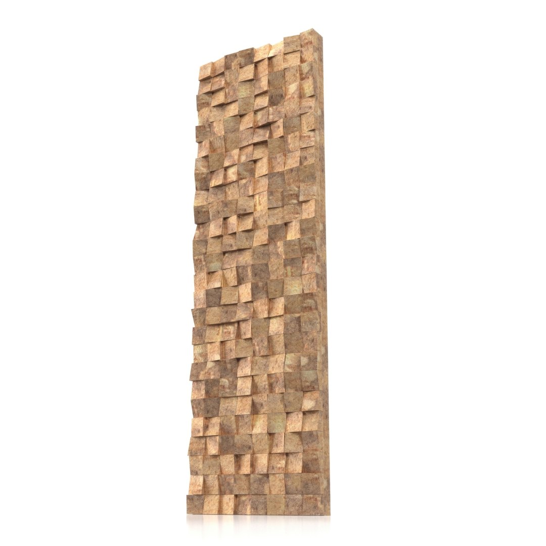 3D Model Textured 2 72w Metallic Rugged Wooden Blocks Metal Wall Art ...