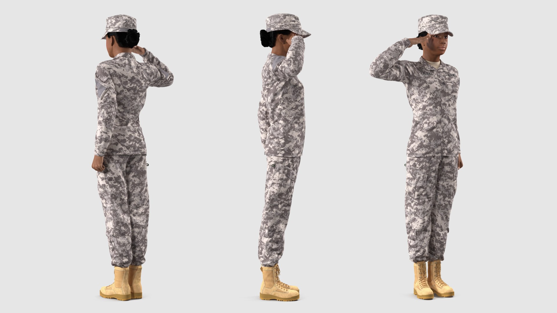 Black Female Soldier Military 3D Model - TurboSquid 1689386