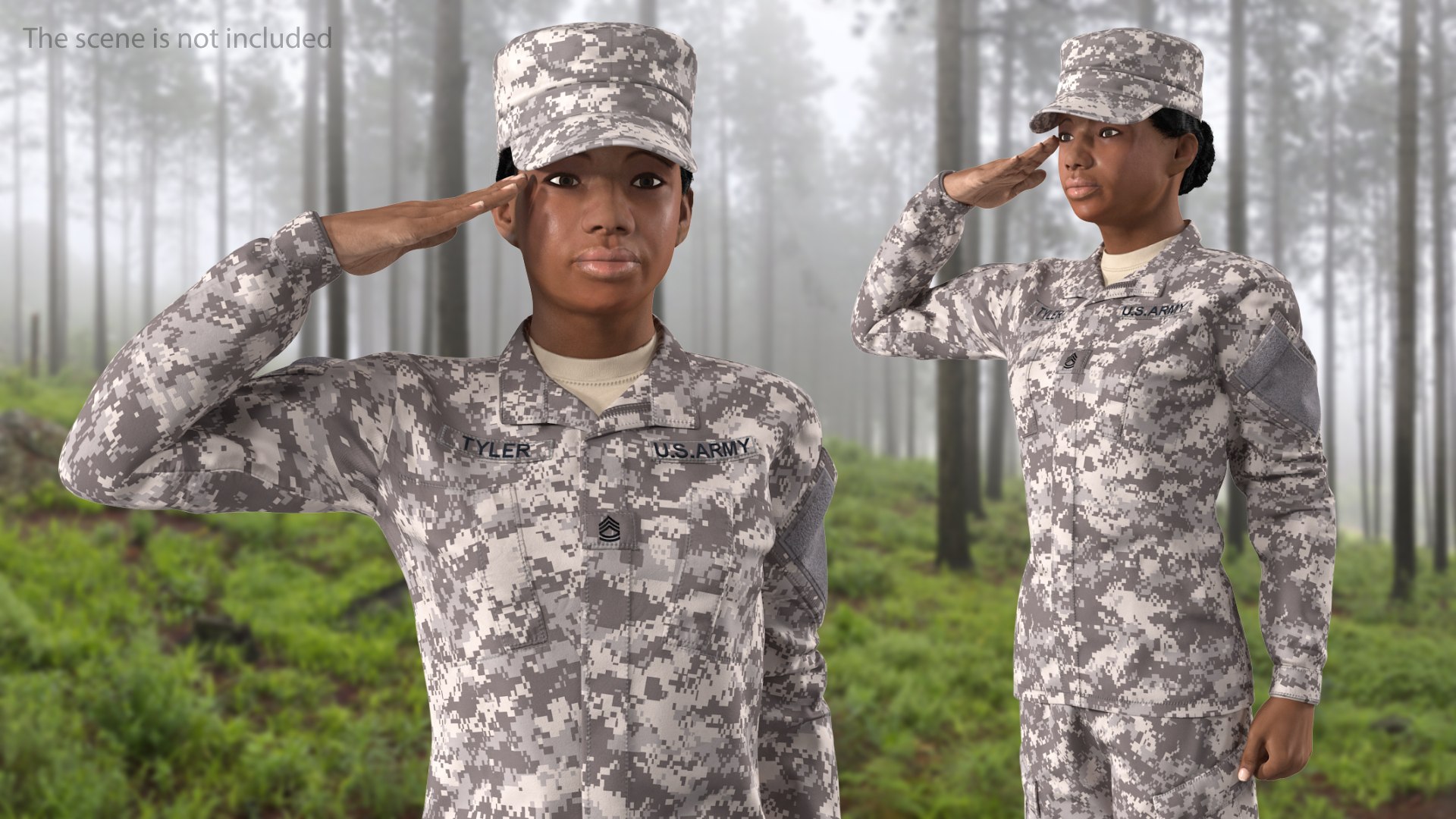 Black Female Soldier Military 3D Model - TurboSquid 1689386
