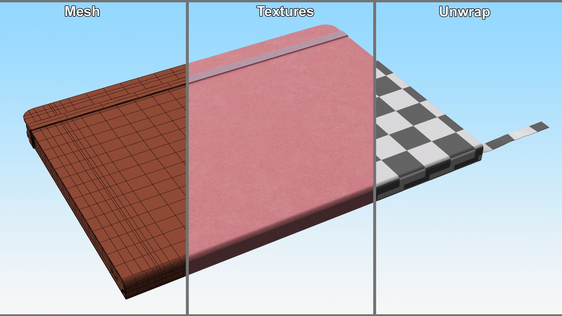 3D Stationary Notebook With Bookmark Pink - TurboSquid 2237146