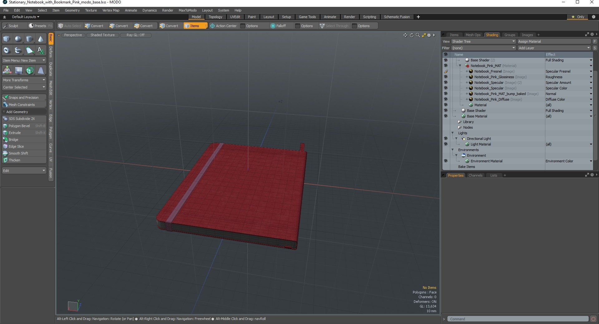 3D Stationary Notebook With Bookmark Pink - TurboSquid 2237146