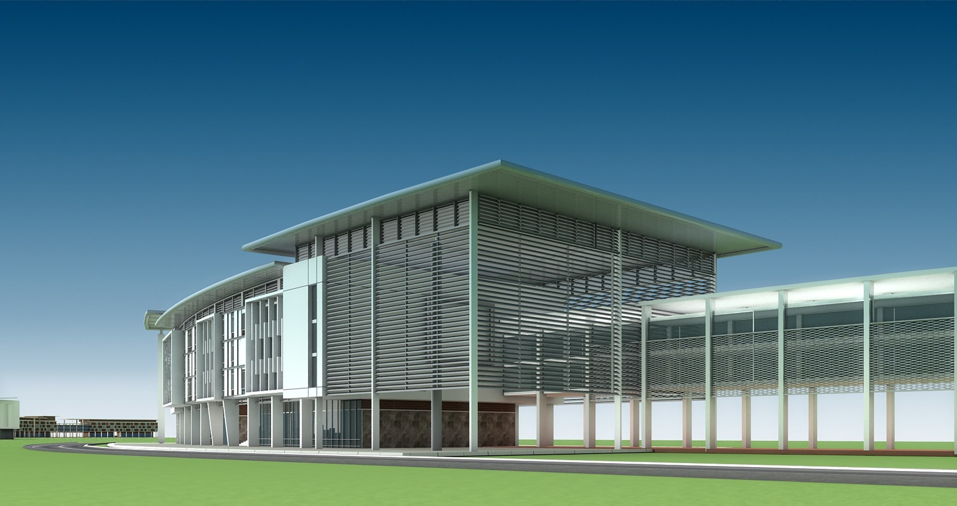 modern office building glass 3d max