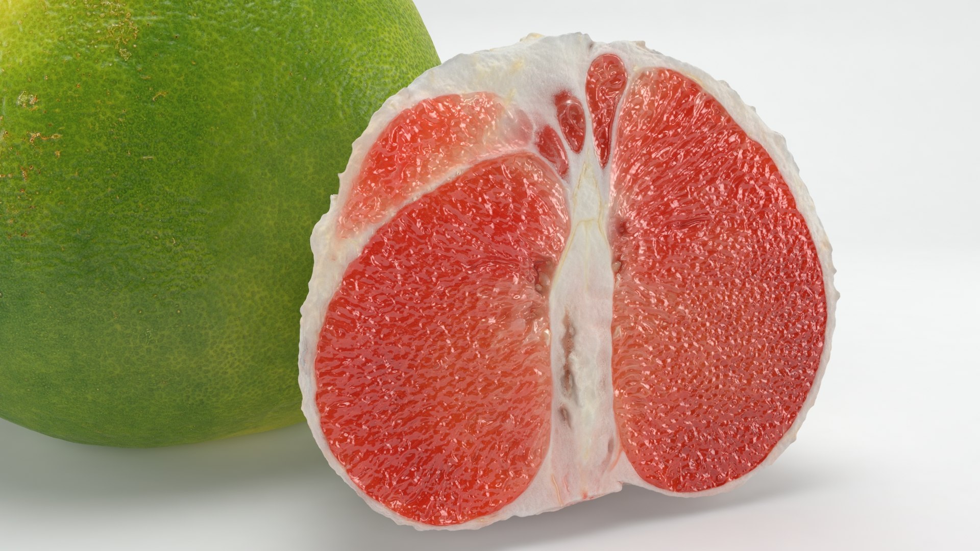 Whole And Half Peeled Red Pomelo 3D Model - TurboSquid 1862206
