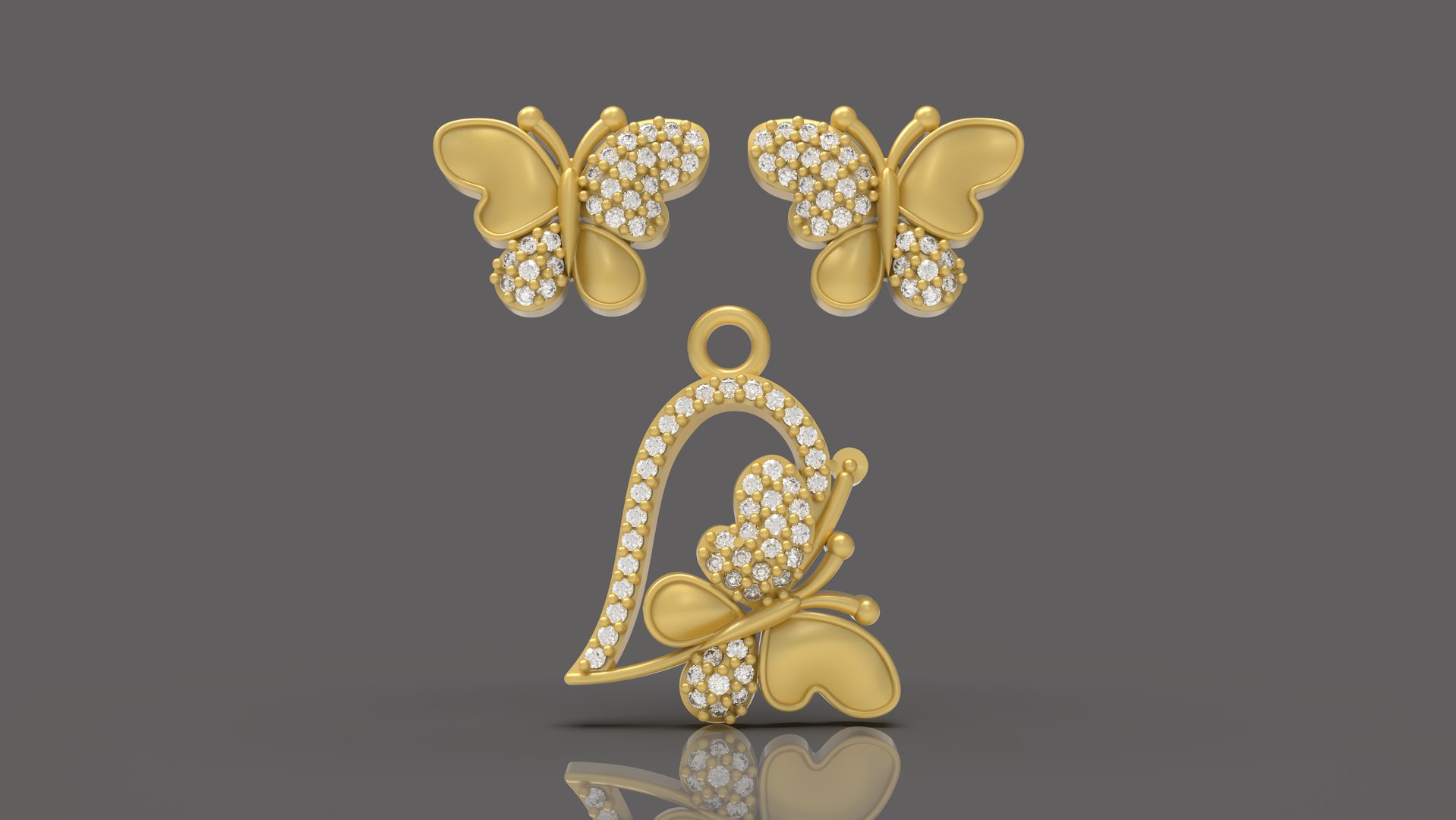 3D Diamond Butterfly Pendant - 0032 Model - TurboSquid 2298839