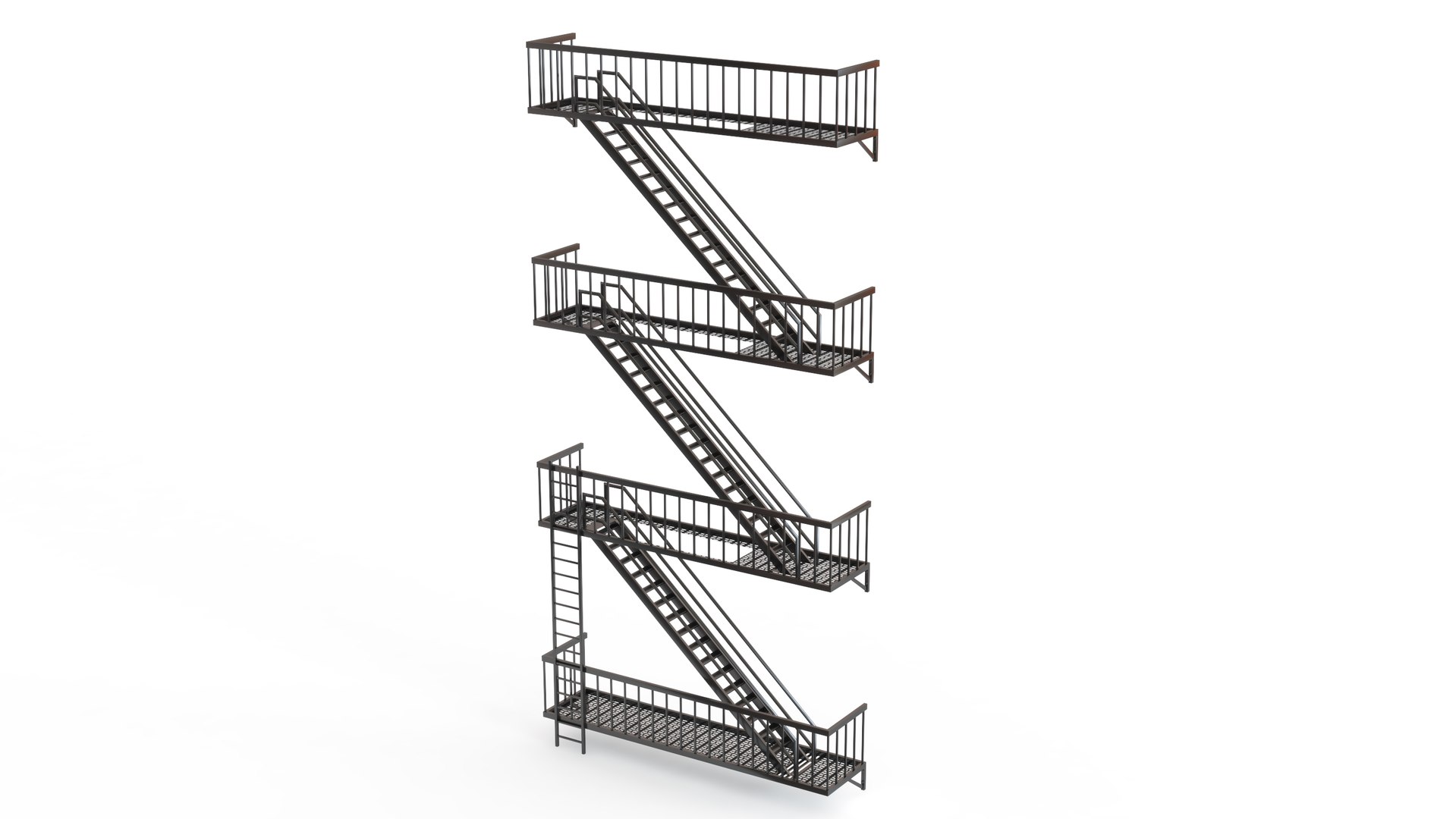3D Fire Escape Stairs - TurboSquid 2140224