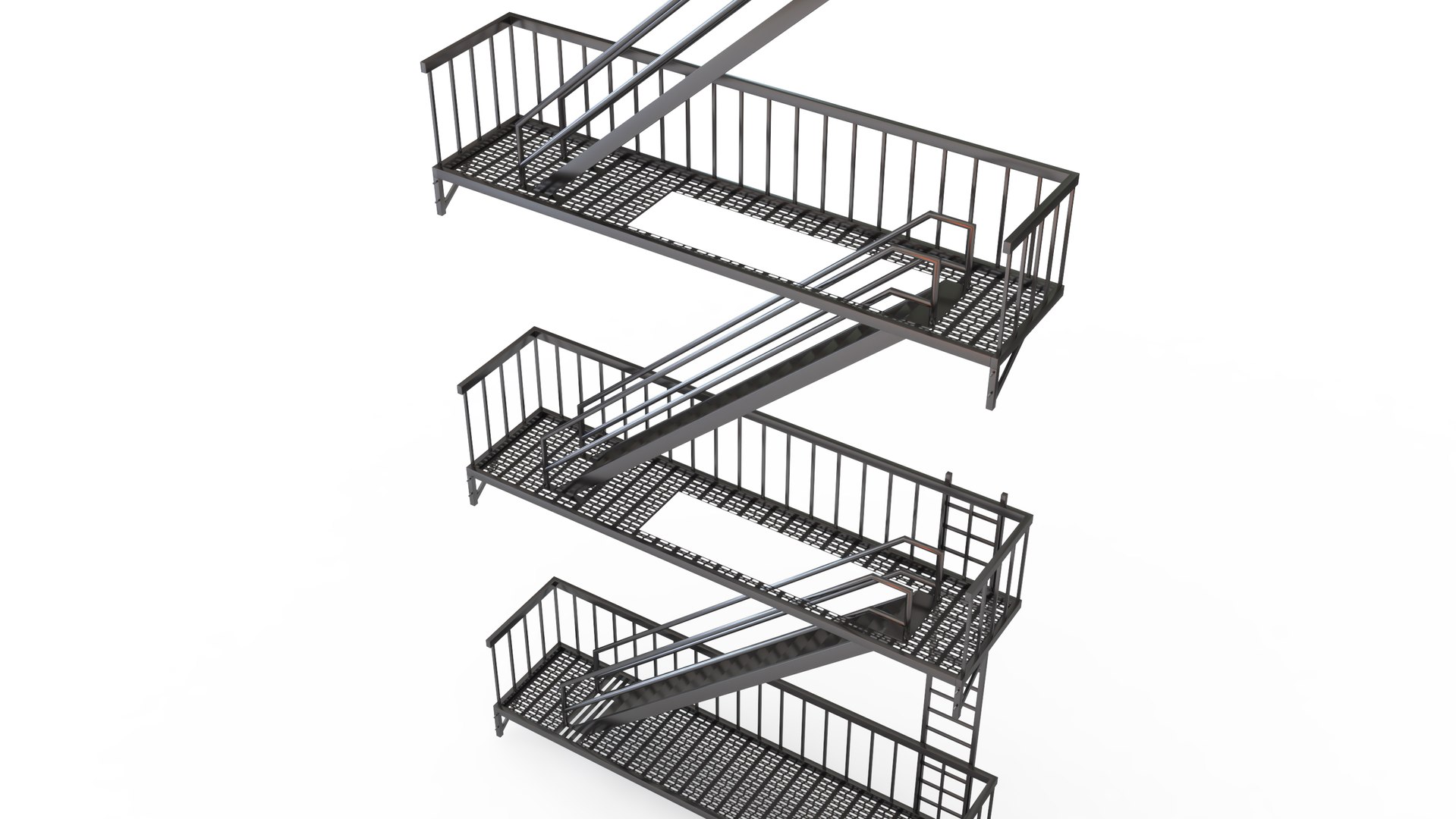 3D Fire Escape Stairs - TurboSquid 2140224