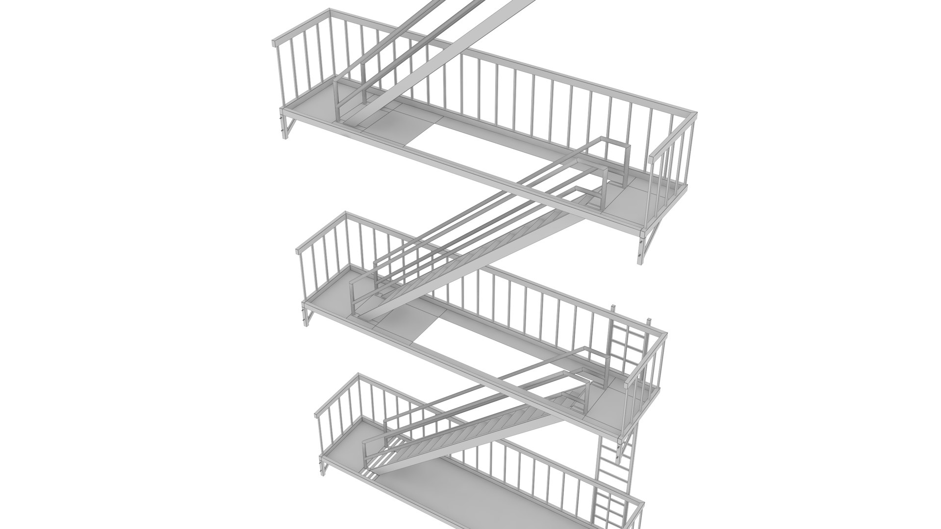 3D Fire Escape Stairs - TurboSquid 2140224