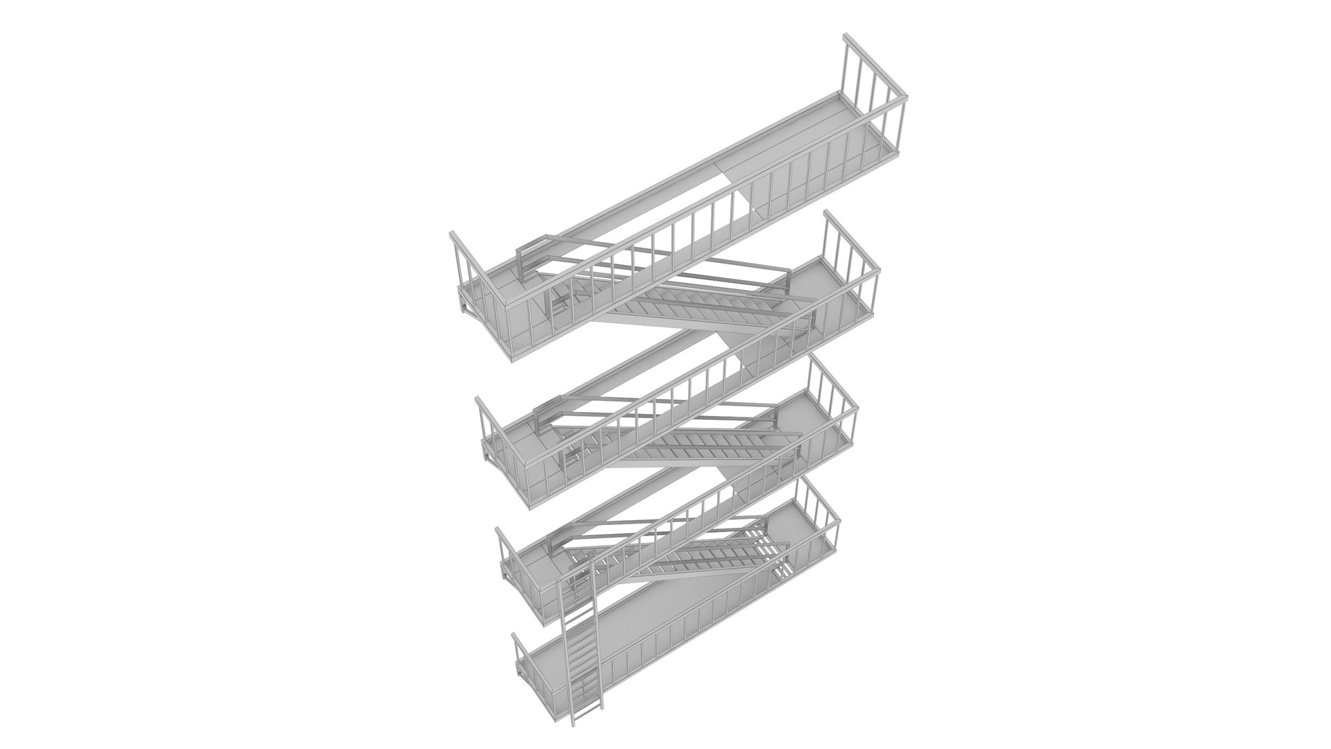 3D Fire Escape Stairs - TurboSquid 2140224