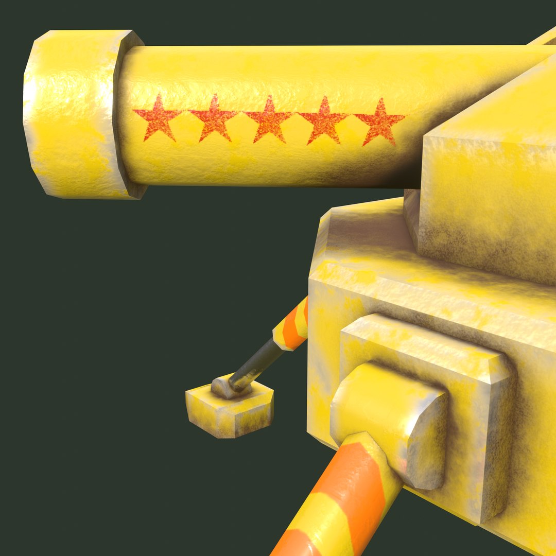 Turret Gun Turnable Rigged Yellow Low-Poly For Games Model - TurboSquid ...