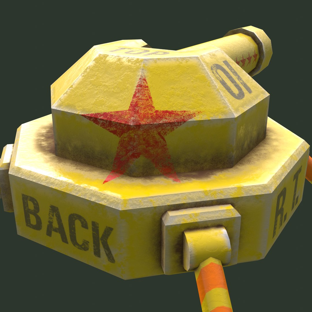 Turret Gun Turnable Rigged Yellow Low-Poly For Games Model - TurboSquid ...